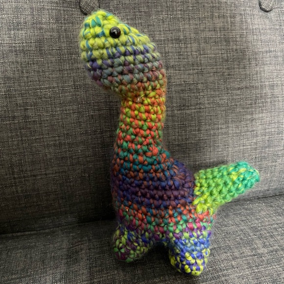 Hand Crafted | Art | Crochet Multicolored Dinosaur Plushie | Poshmark